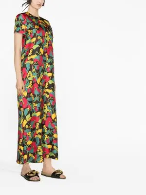 La DoubleJ Swing Floral-print Silk Midi Dress - Green