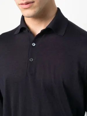 Brunello Cucinelli Long Sleeve Polo Shirt - Blue