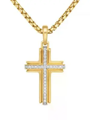 David Yurman 18kt Yellow Deco Cross Diamond Pendant