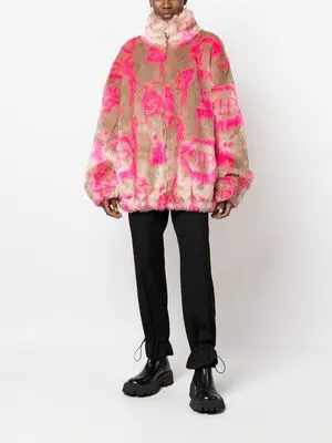 Philipp Plein Monogram Faux Fur Coat - Pink