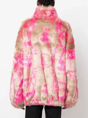 Philipp Plein Monogram Faux Fur Coat - Pink