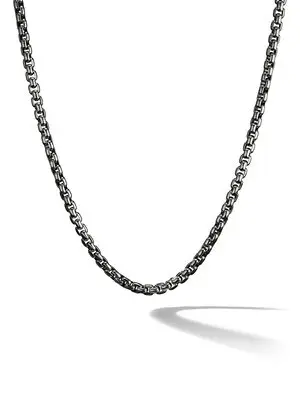David Yurman Sterling Silver Box Chain Necklace - Black