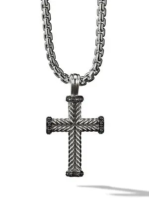 David Yurman Sterling Silver Cross Pendant - Black