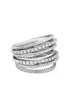 David Yurman Sterling Crossover Diamond Ring - Silver