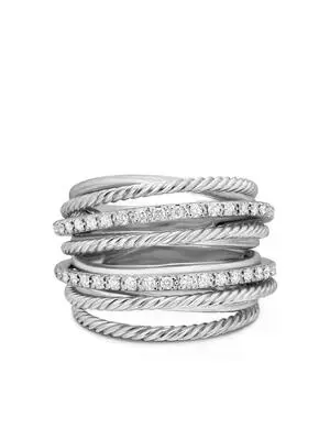 David Yurman Sterling Crossover Diamond Ring - Silver