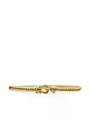 David Yurman 18kt Yellow Cablespira Buckle Diamond Bracelet - Gold