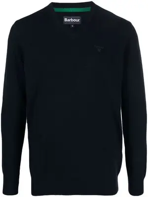 Barbour Essential V-neck Wool Sweater - Blue