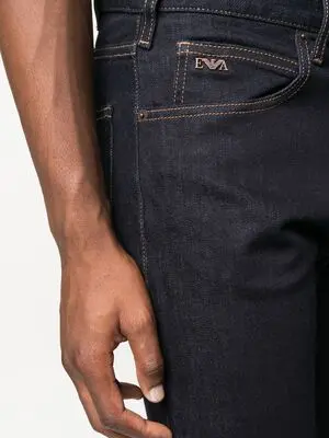 Emporio Armani Logo-patch Slim-cut Jeans