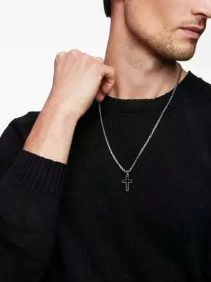 David Yurman Sterling Silver Onyx Cross Pendant - Black