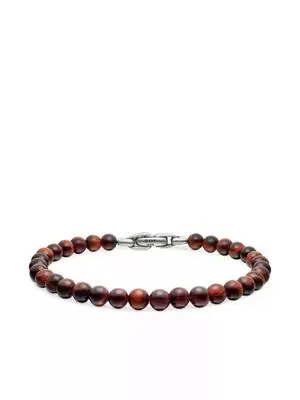 David Yurman Sterling Silver Tiger Eye Bead Bracelet - Red
