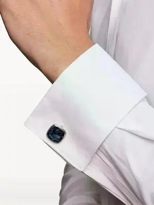 David Yurman Sterling Exotic Stone Pietersite Cufflinks