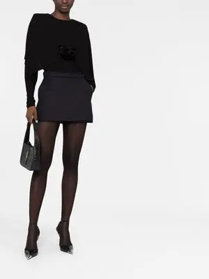 Saint Laurent Flower Crepe Long-sleeve Top