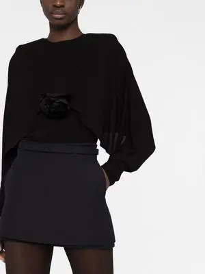 Saint Laurent Flower Crepe Long-sleeve Top