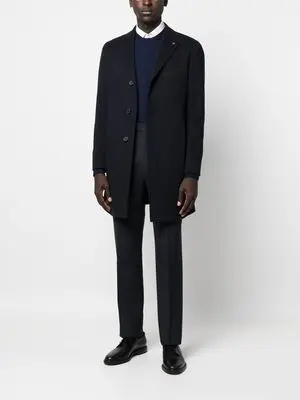 Tagliatore Single-breasted Cashmere Coat - Blue