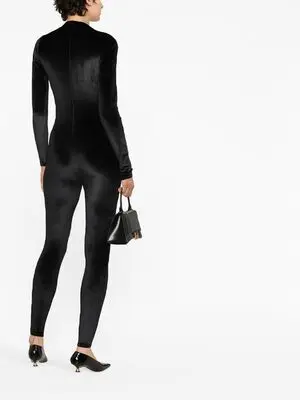 ATU BODY COUTURE Long-sleeve Velvet Jumpsuit - Black
