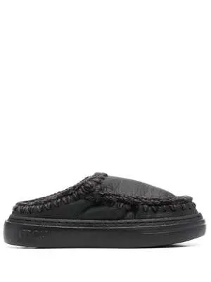Mou Leather Slippers - Black