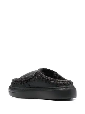 Mou Leather Slippers - Black