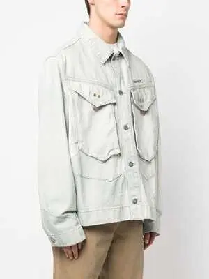 OBJECTS IV LIFE Logo-embroidered Denim Jacket - Green