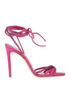 Paris Texas Embellished Suede Ankle Strap Sandals - Fuchsia