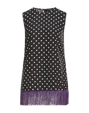 Dolce & Gabbana Polka-dot Crepe Top With Fringes