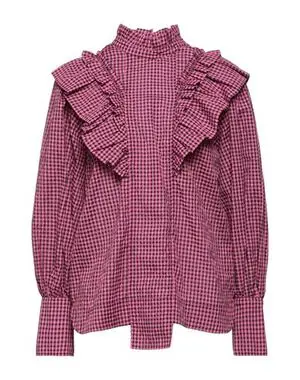 GANNI Ruched Woven Top