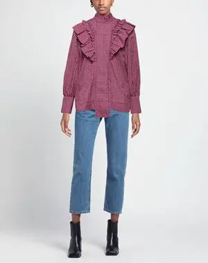 GANNI Ruched Woven Top