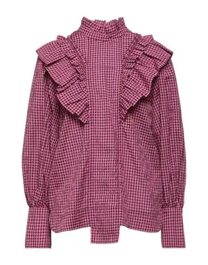 GANNI Ruched Woven Top