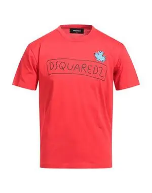 Dsquared2 Man T-shirt Black Size Xs Cotton Red