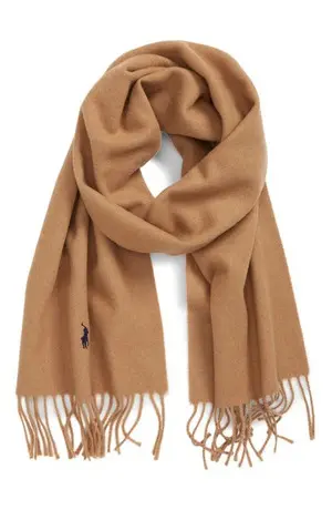 Polo Ralph Lauren Wool Blend Muffler Scarf - Honey Brown Heather