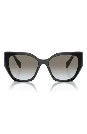 Prada 56mm Gradient Rectangular Sunglasses Black