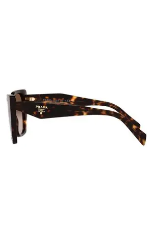 Prada 56mm Gradient Rectangular Sunglasses - Tortoise