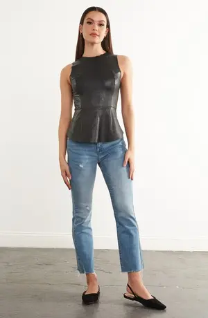 Commando Faux Leather Peplum Top