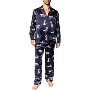 PETITE PLUME Panthre De Nuit Silk Pajama Set - Navy