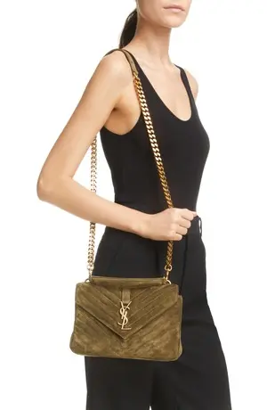 Saint Laurent Medium College Suede Shoulder Bag