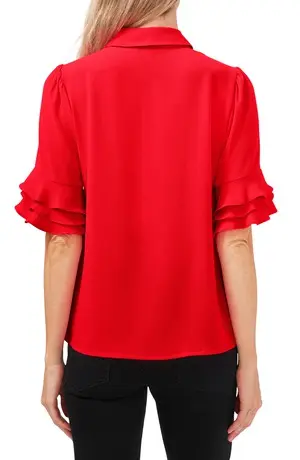 CECE DUPRAZ Ruffle Sleeve Collar Blouse