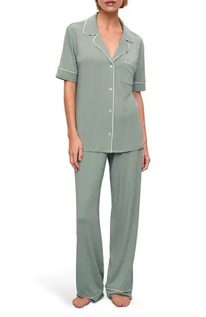 Eberjey Gisele Short Sleeve Pant Pajamas Eucalyptus/ Ivory