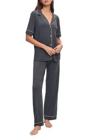 Eberjey Gisele Short Sleeve Pant Pajamas Graphite/sorbet Pink
