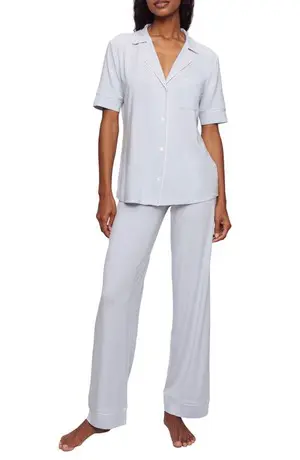 Eberjey Gisele Short Sleeve Pant Pajamas Ice Blue/ivory