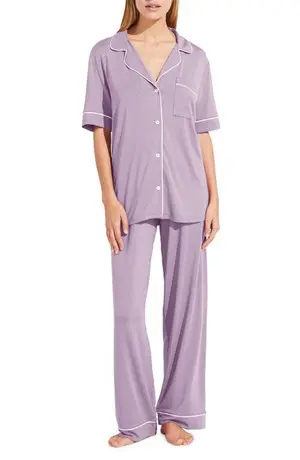 Eberjey Gisele Short Sleeve Pant Pajamas Lavender/ Ivory