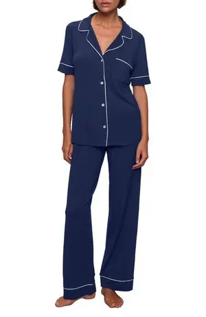 Eberjey Gisele Short Sleeve Pant Pajamas Navy/ivory