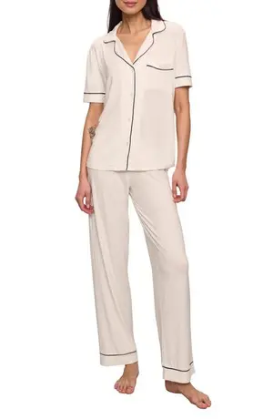 Eberjey Gisele Short Sleeve Pant Pajamas Pure Ivory/navy