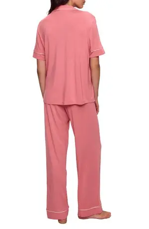 Eberjey Gisele Short Sleeve Pant Pajamas - Sunkissed Coral/ Ivory