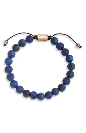 CLIFTON WILSON Tiger's Eye Beaded Bracelet - Navy