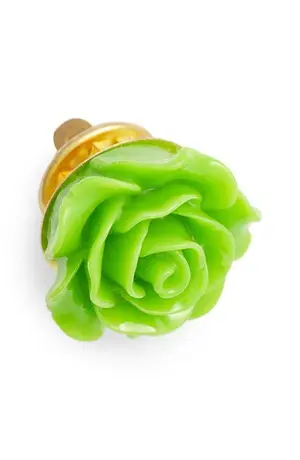 CLIFTON WILSON Floral Lapel Pin - Lime Green