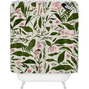 DENY DESIGNS The Plant Lady Shower Curtain - Cream
