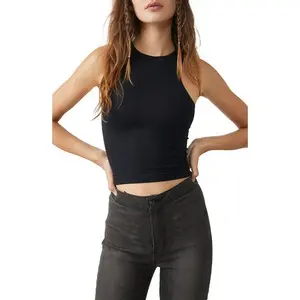 Free People Clean Lines Crop Tank - Black