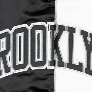 STARTER White Brooklyn Nets Split Colorblock Satin Full-snap Varsity Jacket
