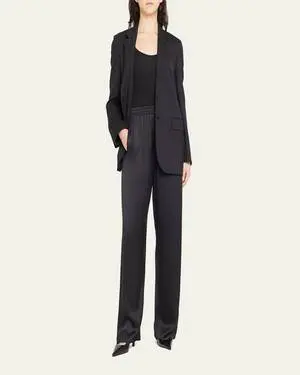 Giorgio Armani Silk Straight Leg Trousers