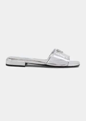 Prada Ciabatte Clear Flat Sandals - Argento