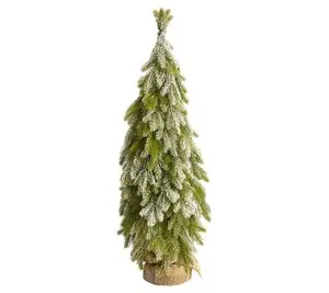 NEARLY NATURAL 35' Snow Flocked Down Swept Chri Tmas Tree - One-color